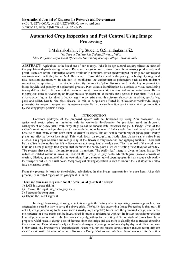 Automated Crop Inspection and Pest Control Using Image Processing | PDF ...