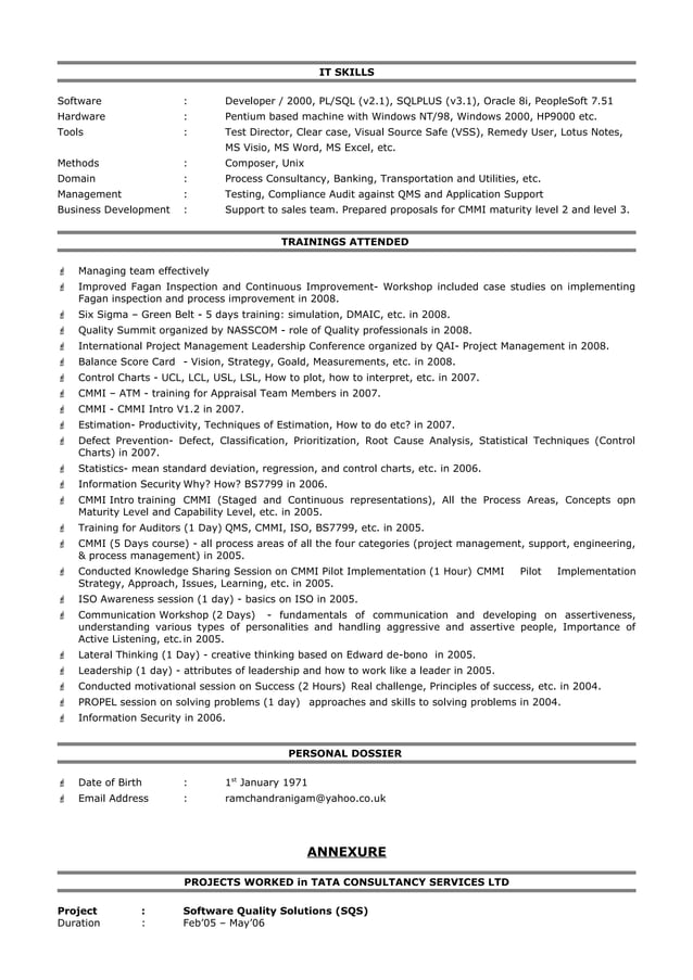 Resume of Ram Nigam-Quality_Mgmt | DOC | Computing | Technology & Computing