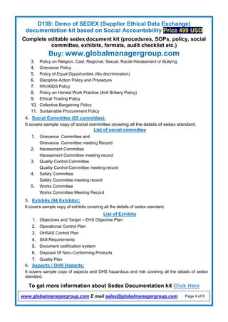 SEDEX Certification Documents kit | PDF