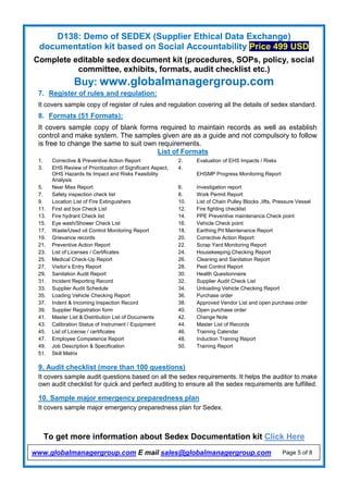 SEDEX Certification Documents kit | PDF