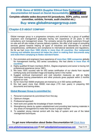 SEDEX Certification Documents kit | PDF