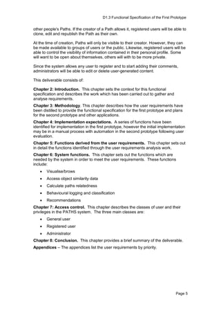PATHS Functional specification first prototype | PDF
