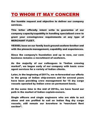 TO WHOM IT MAY CONCERN | PDF
