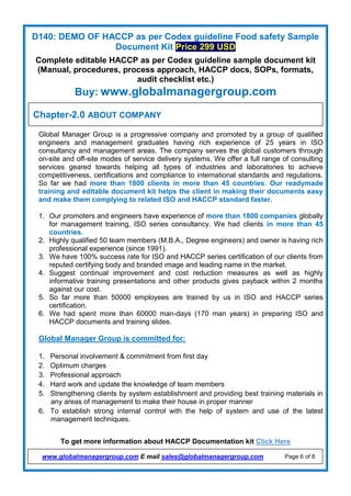 HACCCP document manual procedure | PDF