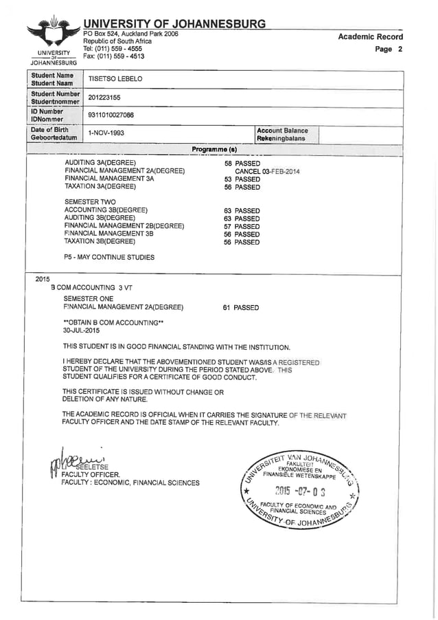 academic transcript | PDF