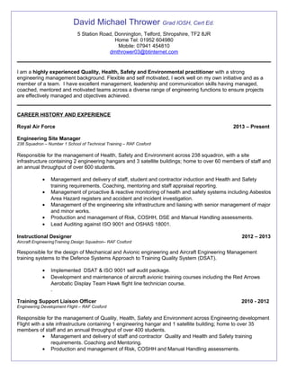 David Michael Thrower CV Sep15 | DOC