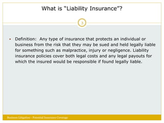 Selvin_Potential Insurance Coverage | PPT