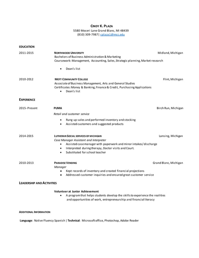Cindy Plaza Resume | DOCX