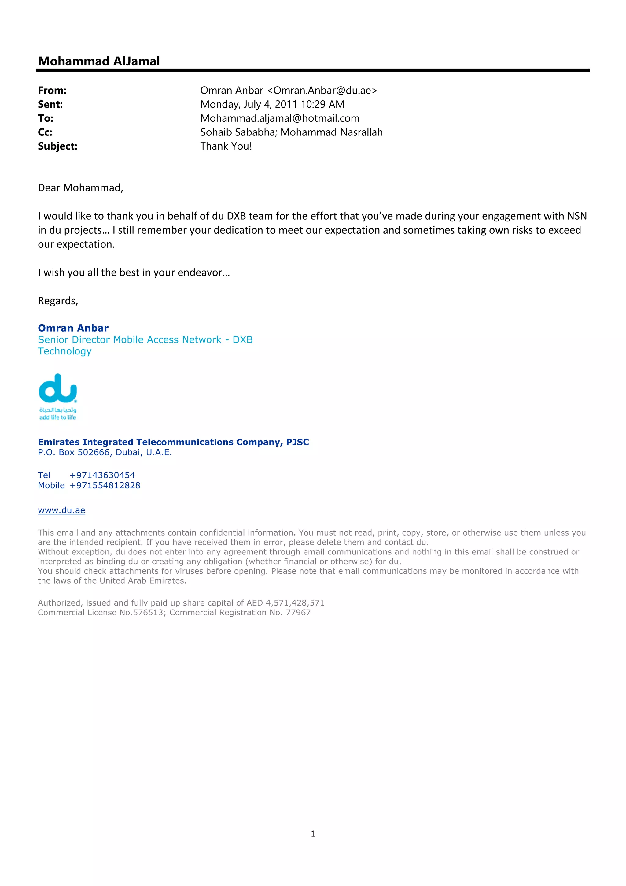 du_Compliment_Letter | PDF