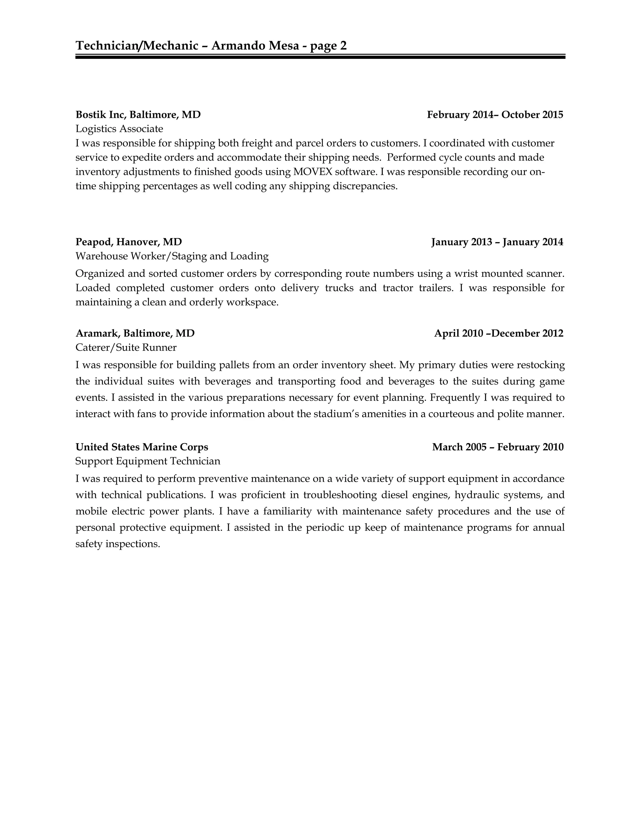 Armando Mesa Resume | DOC