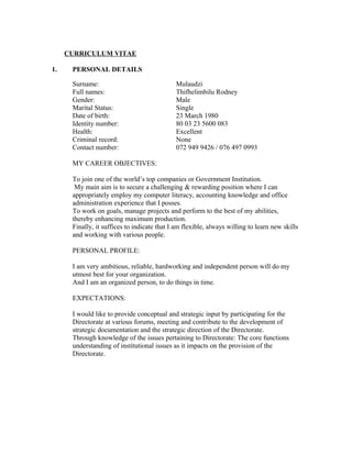 Mulaudzi TR Cv | DOC