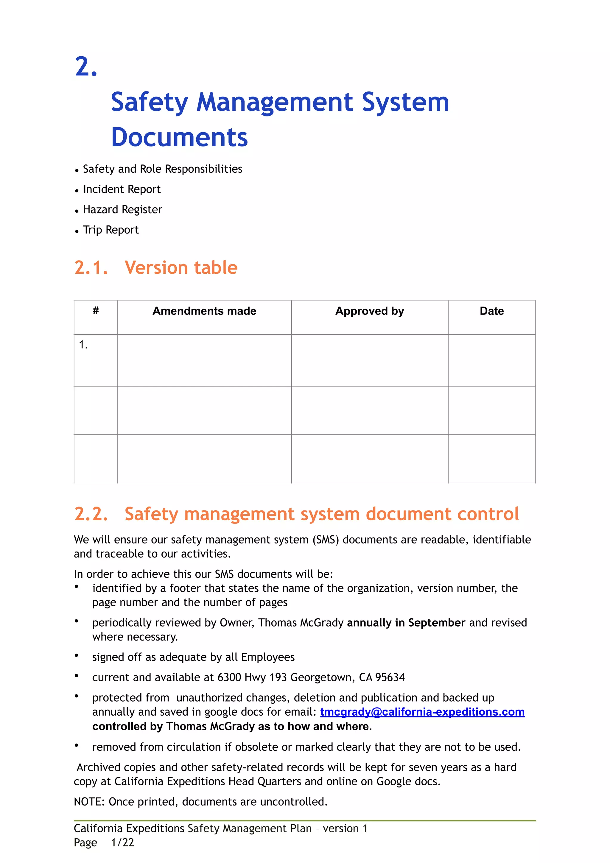 Safety Management Plan | PDF