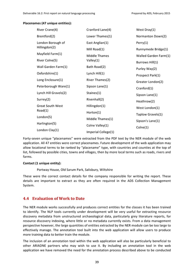 Ariadne: First Report on Natural Language Processing | PDF | Databases | Computer Software and ...