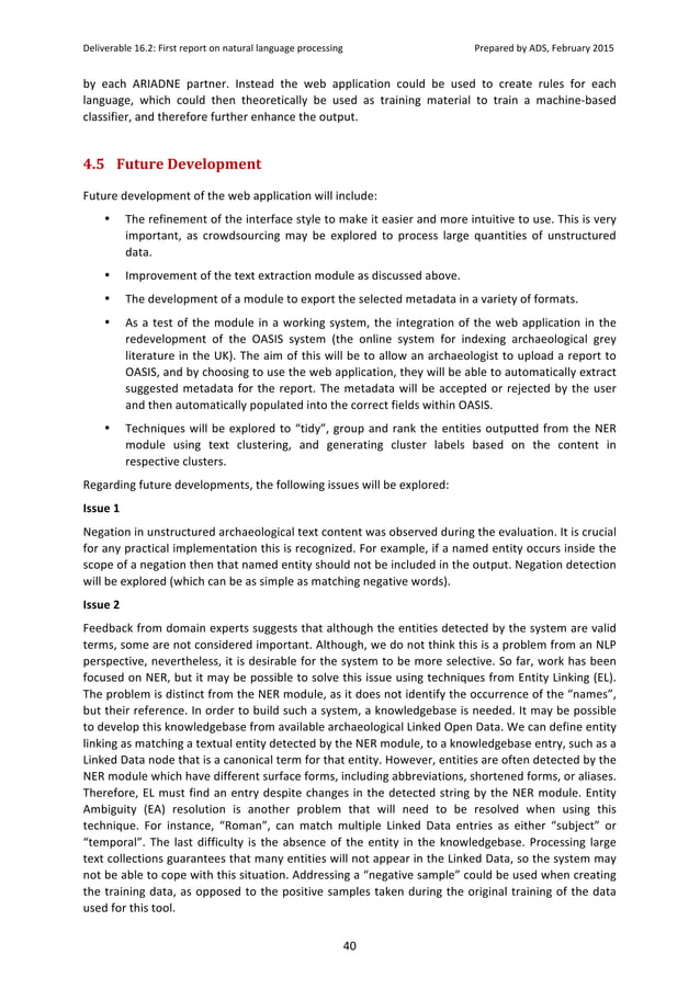 Ariadne: First Report on Natural Language Processing | PDF | Databases | Computer Software and ...
