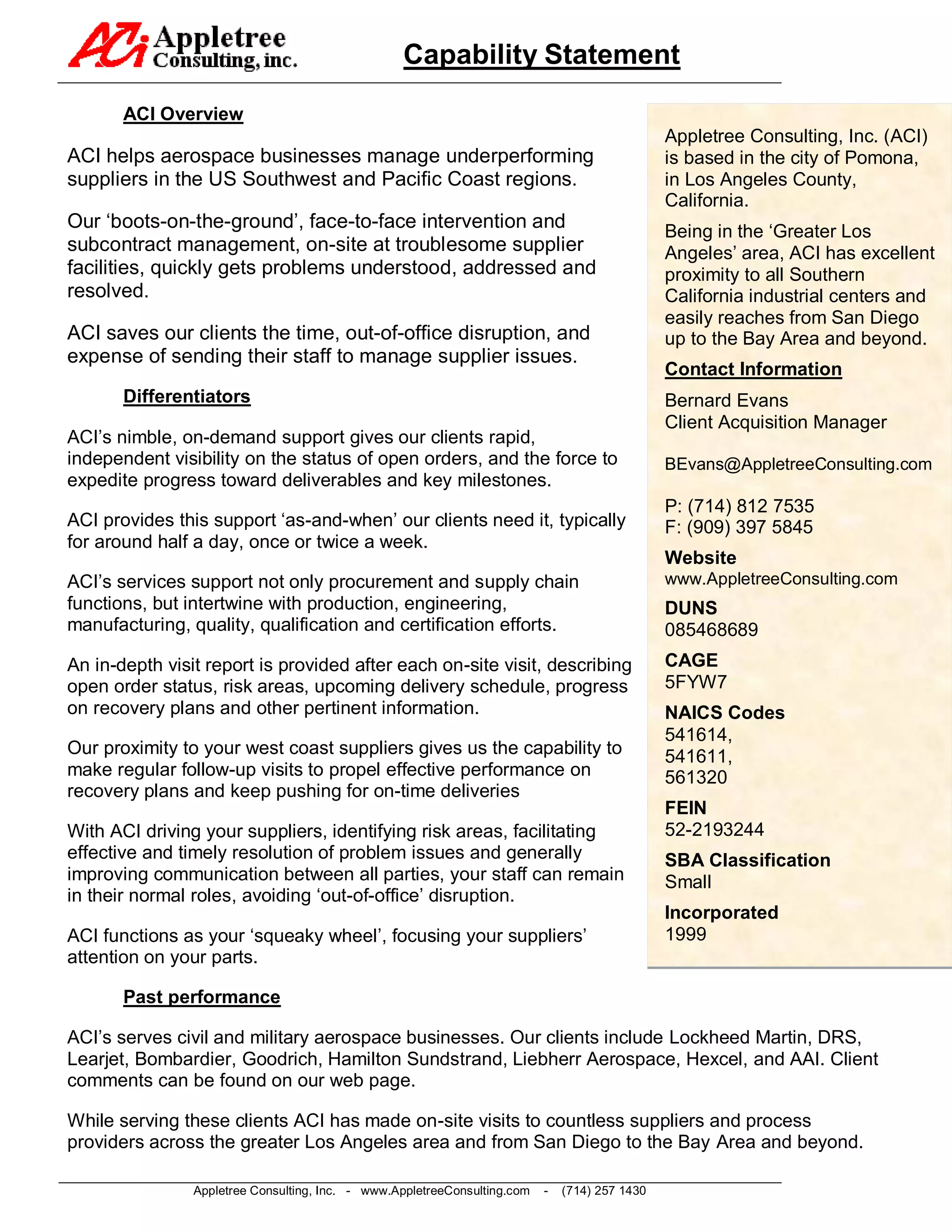 Appletree Consulting Capability Statement | PDF