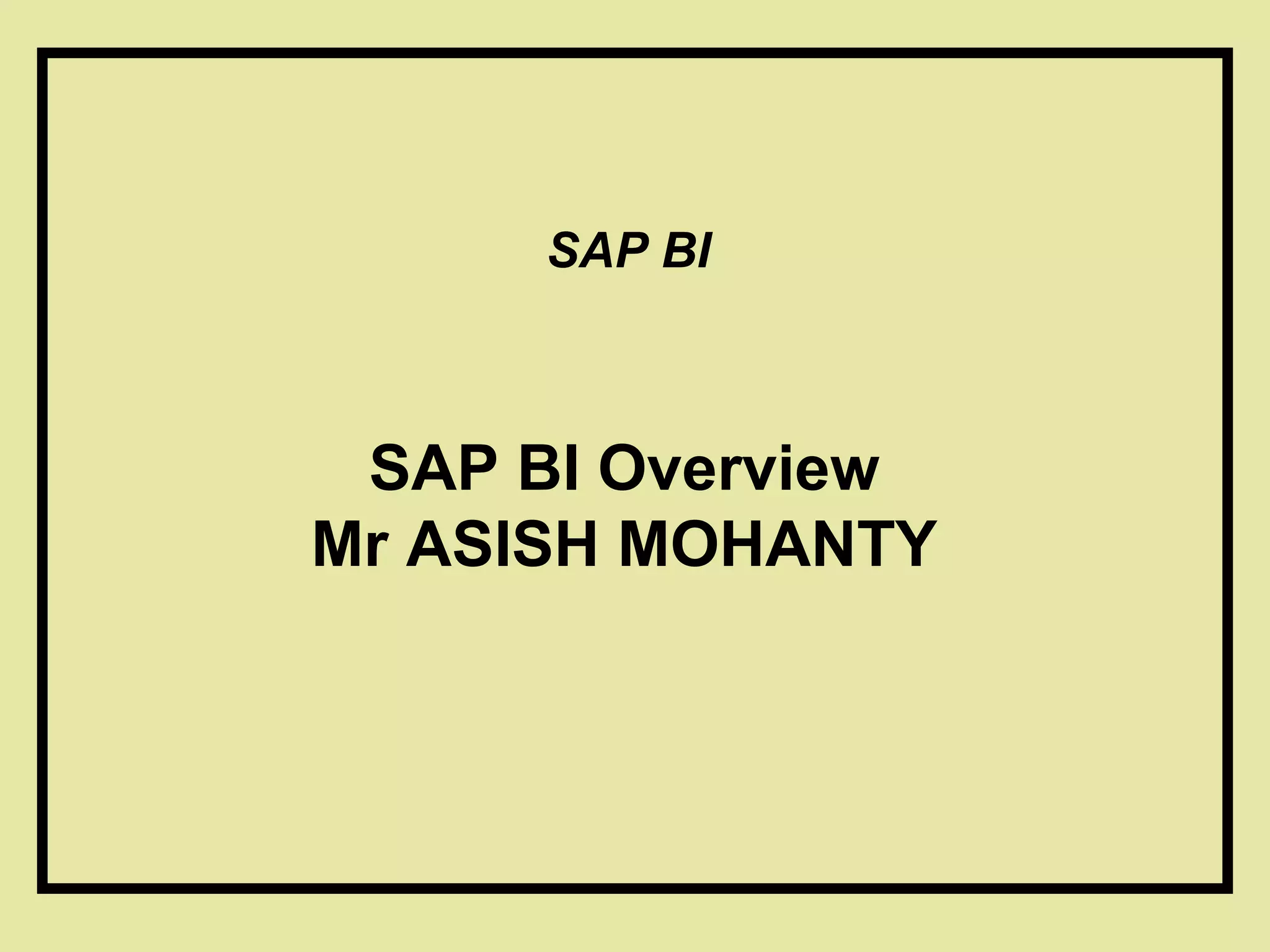 SAP BI Overview | PPT