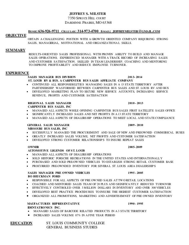 JEFFREY MILSTER RESUME