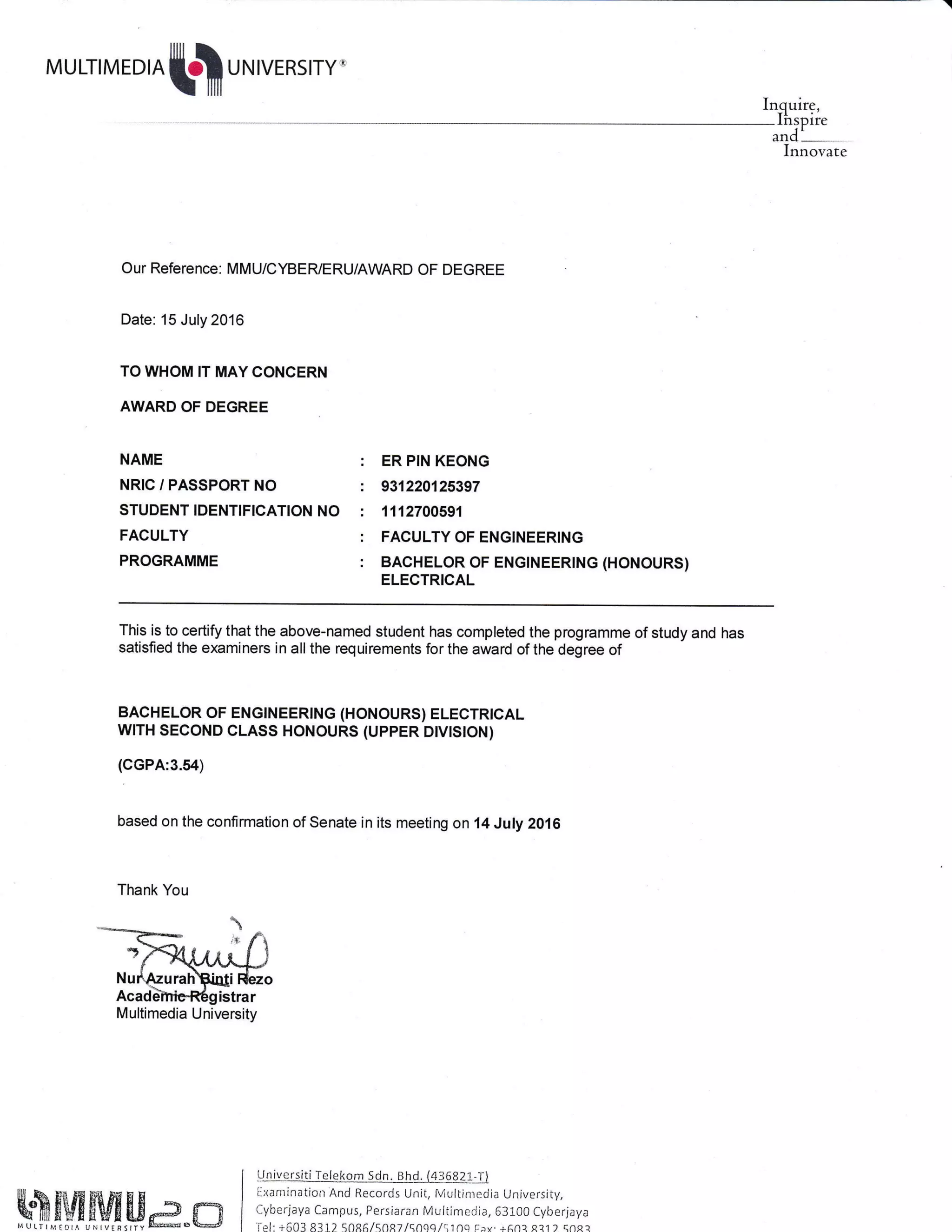 AWARD OF DEGREE | PDF