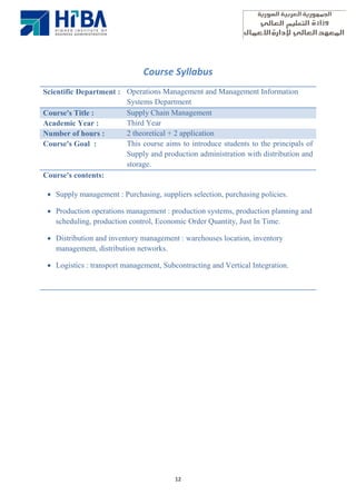 Course Syllabus For Operations Management | PDF