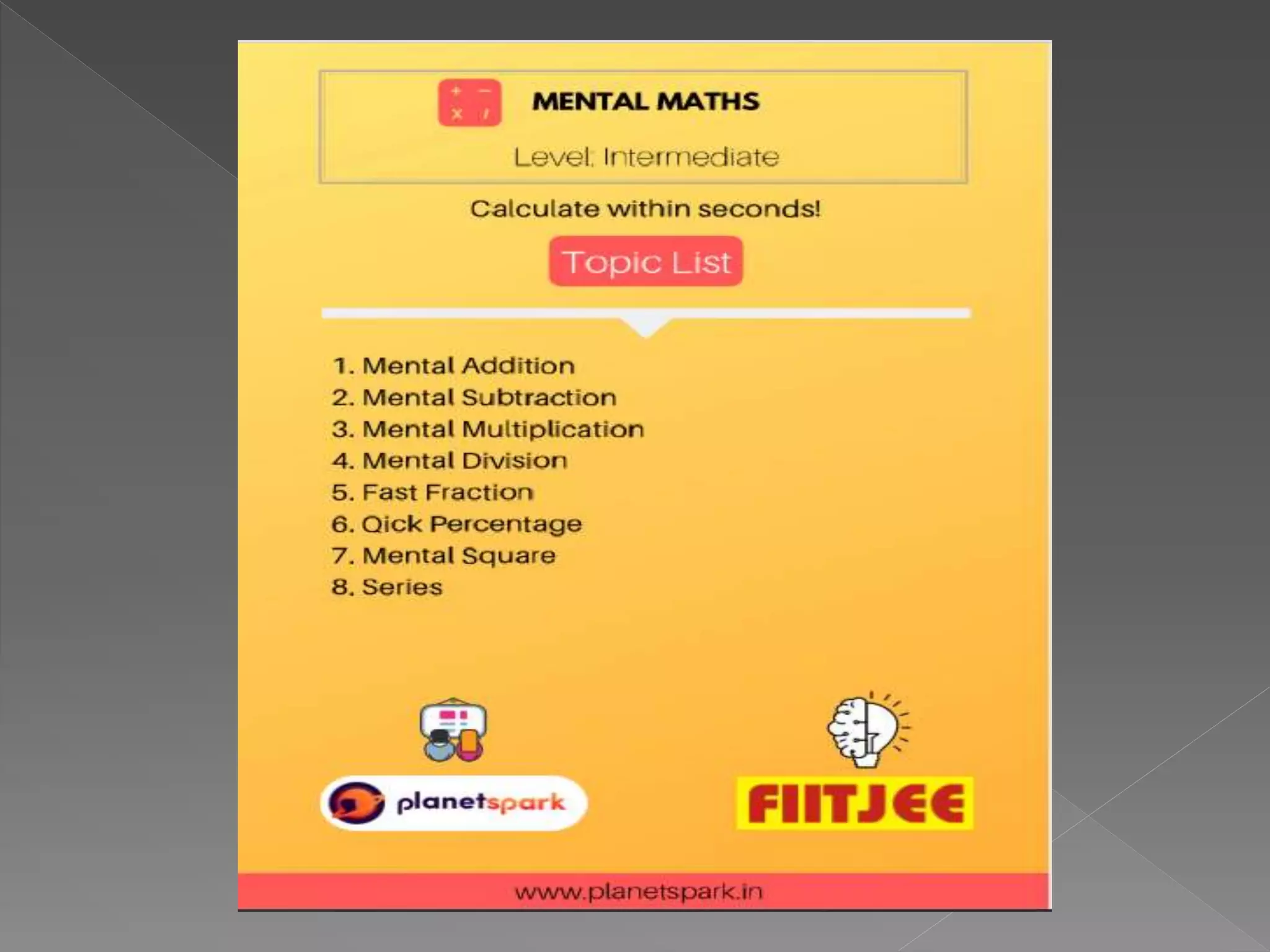 Summer Camp on Mental Maths | PPTX