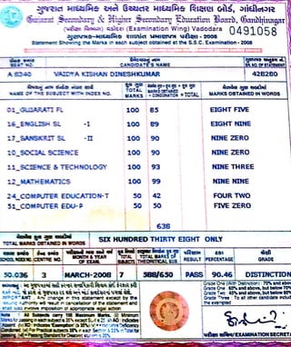 10th Marksheet | PDF