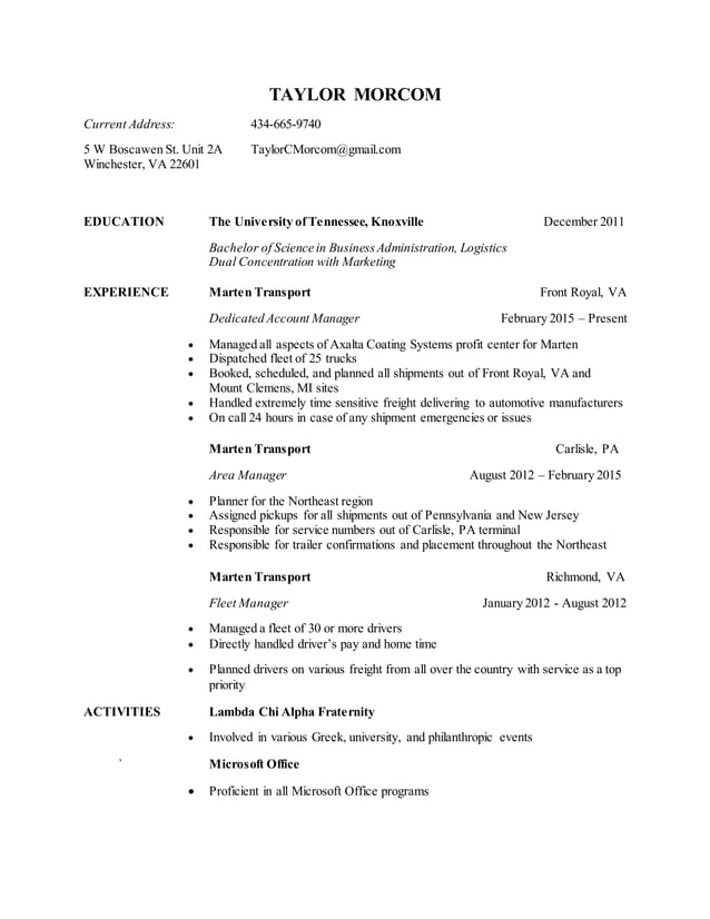 Taylor Morcom Resume | PDF | Free Download