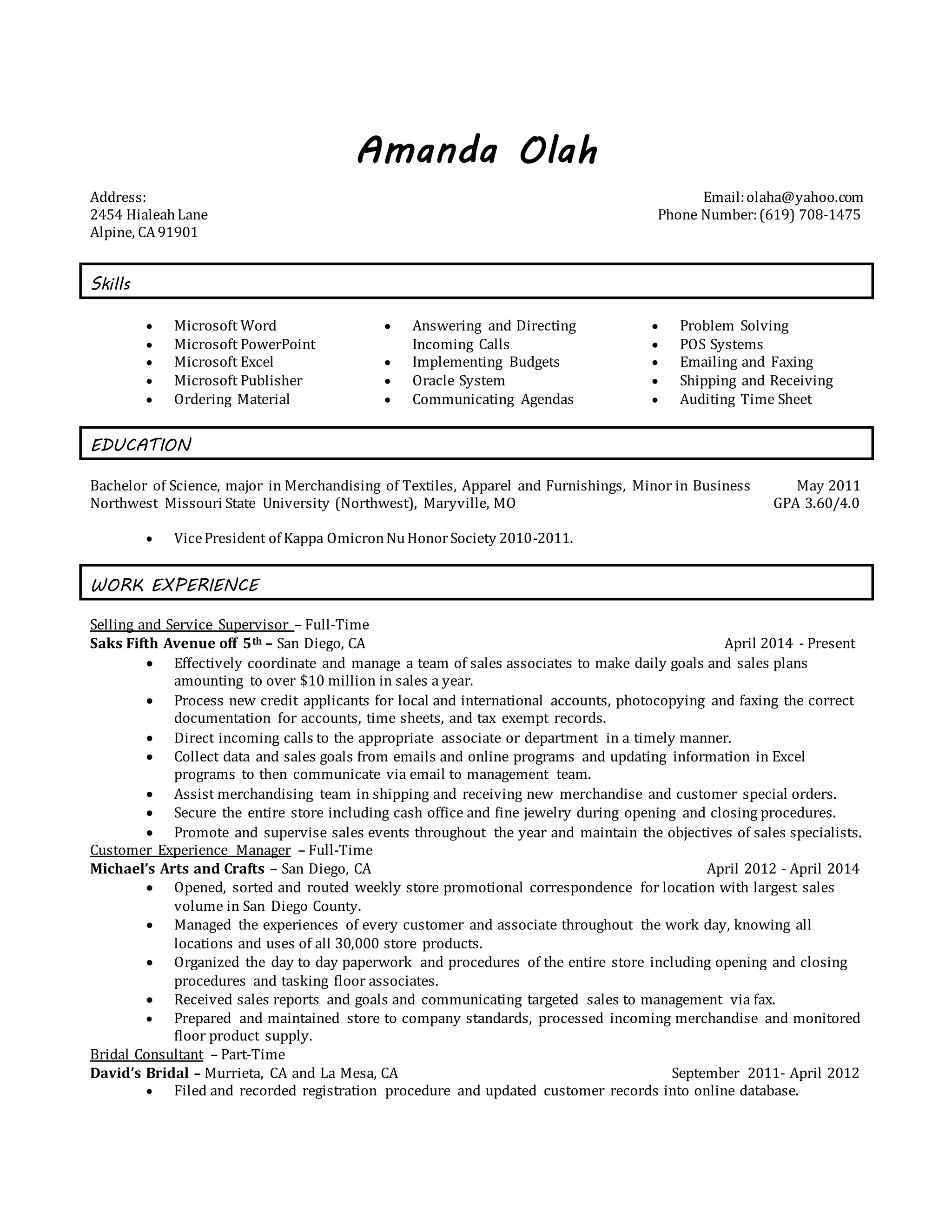 Amanda Olah Admin Resume | DOCX