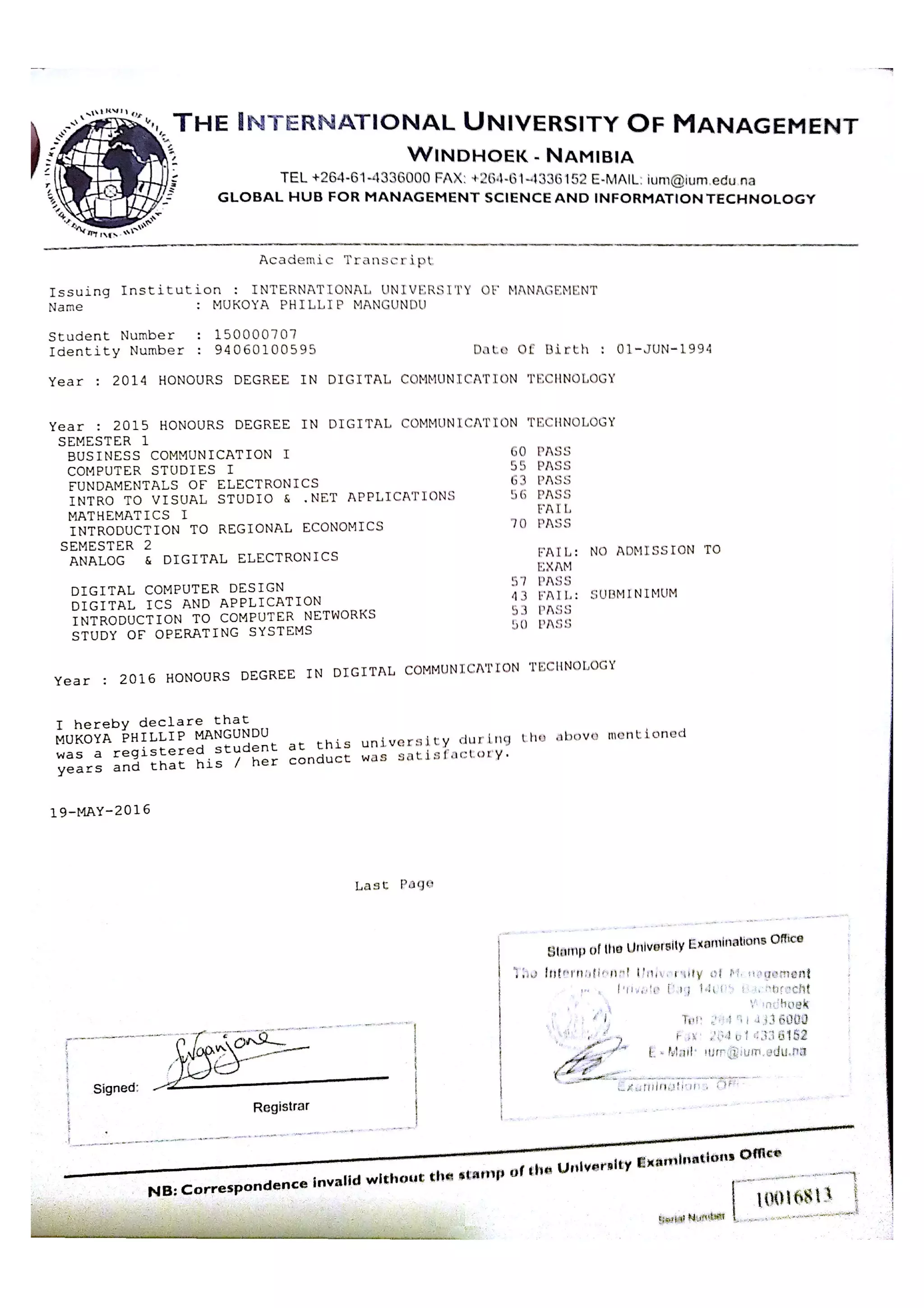 academic transcript | PDF