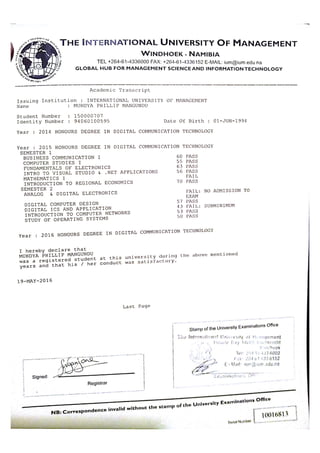 Academic Transcript Pdf
