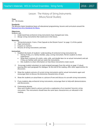 2016-2017 Strings Pre-Visit Materials | PDF