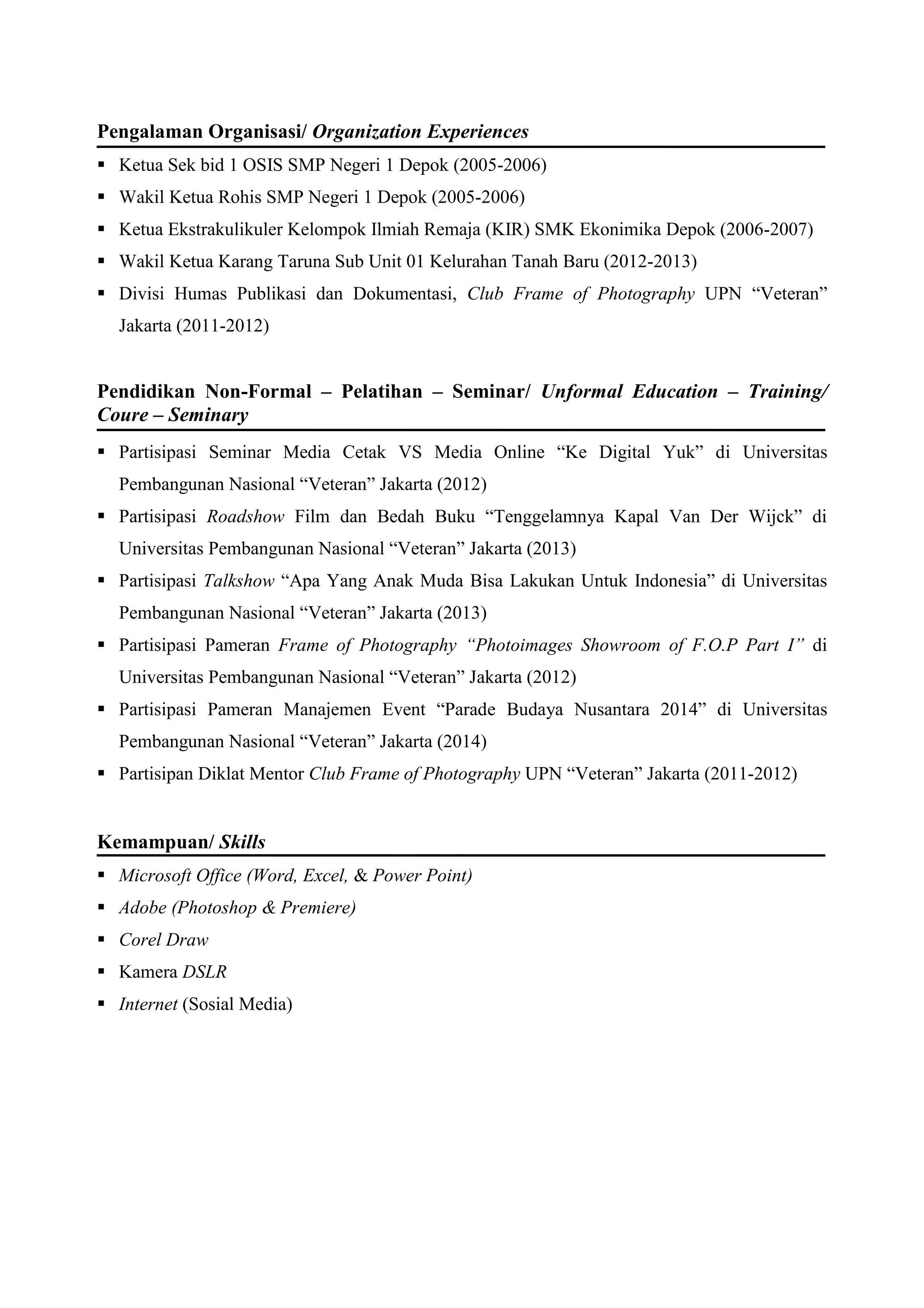 Curriculum Vitae Hadi (Lengkap) | PDF