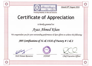 Certificate of Appreciation API | PPT