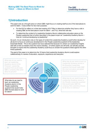 Making QBE The Best Place to Work for Talent -- Ideas on Where to Start ...