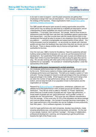 Making QBE The Best Place to Work for Talent -- Ideas on Where to Start ...