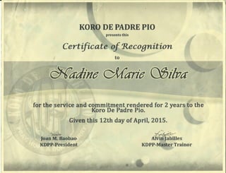 COMMUNITY INVOLVEMENT CERTIFICATES | PDF