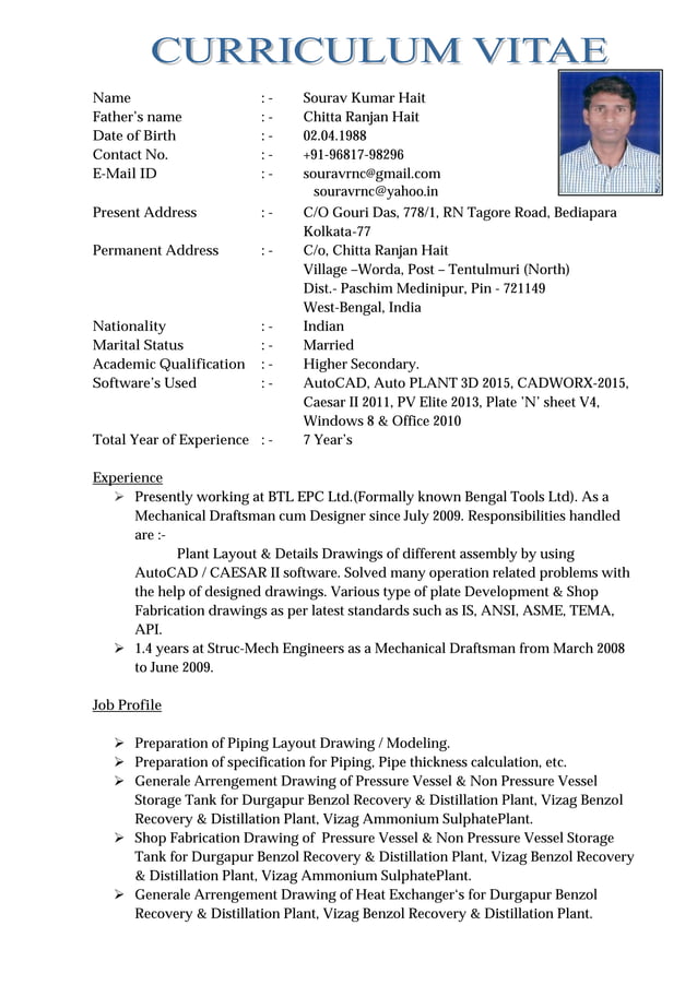 Sourav Hait CV | PDF