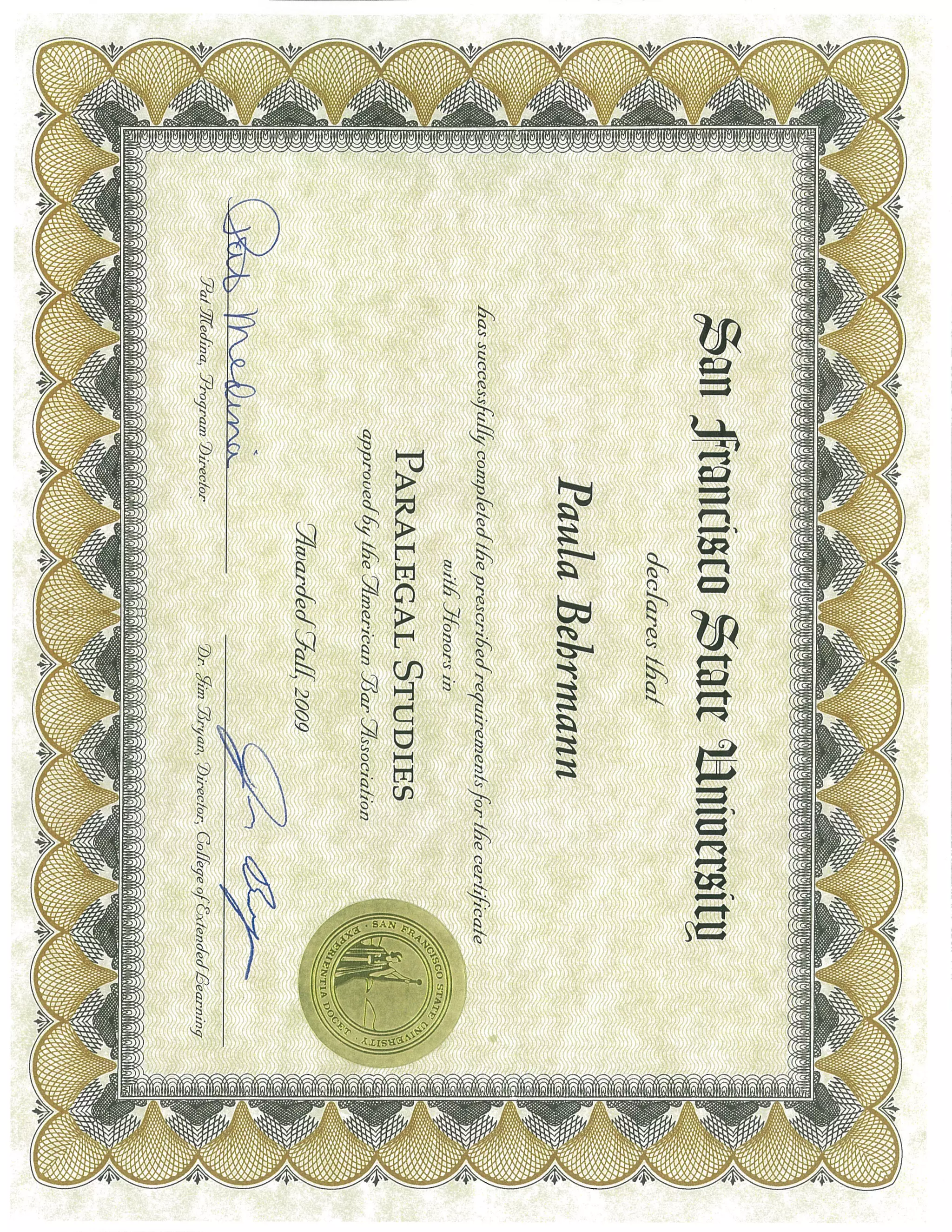 Paralegal Certificate SFSU | PDF