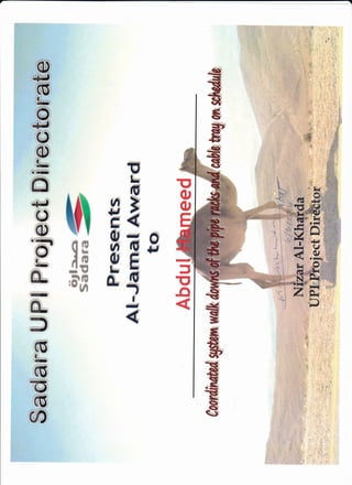 Sadara Appreciation Certificate | PDF