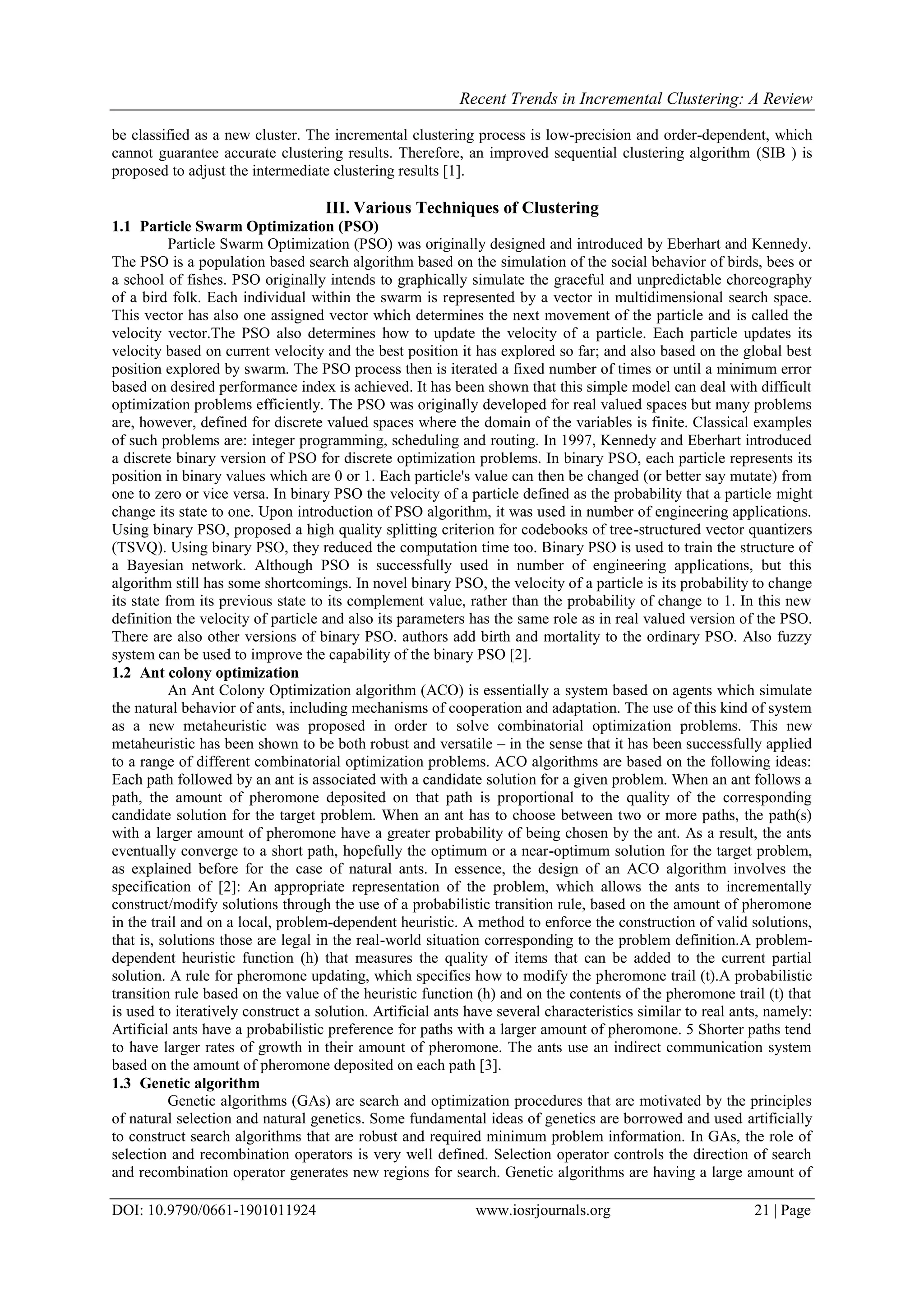 Recent Trends in Incremental Clustering: A Review | PDF Recent Trends in Incremental Clustering: A Review | PDF