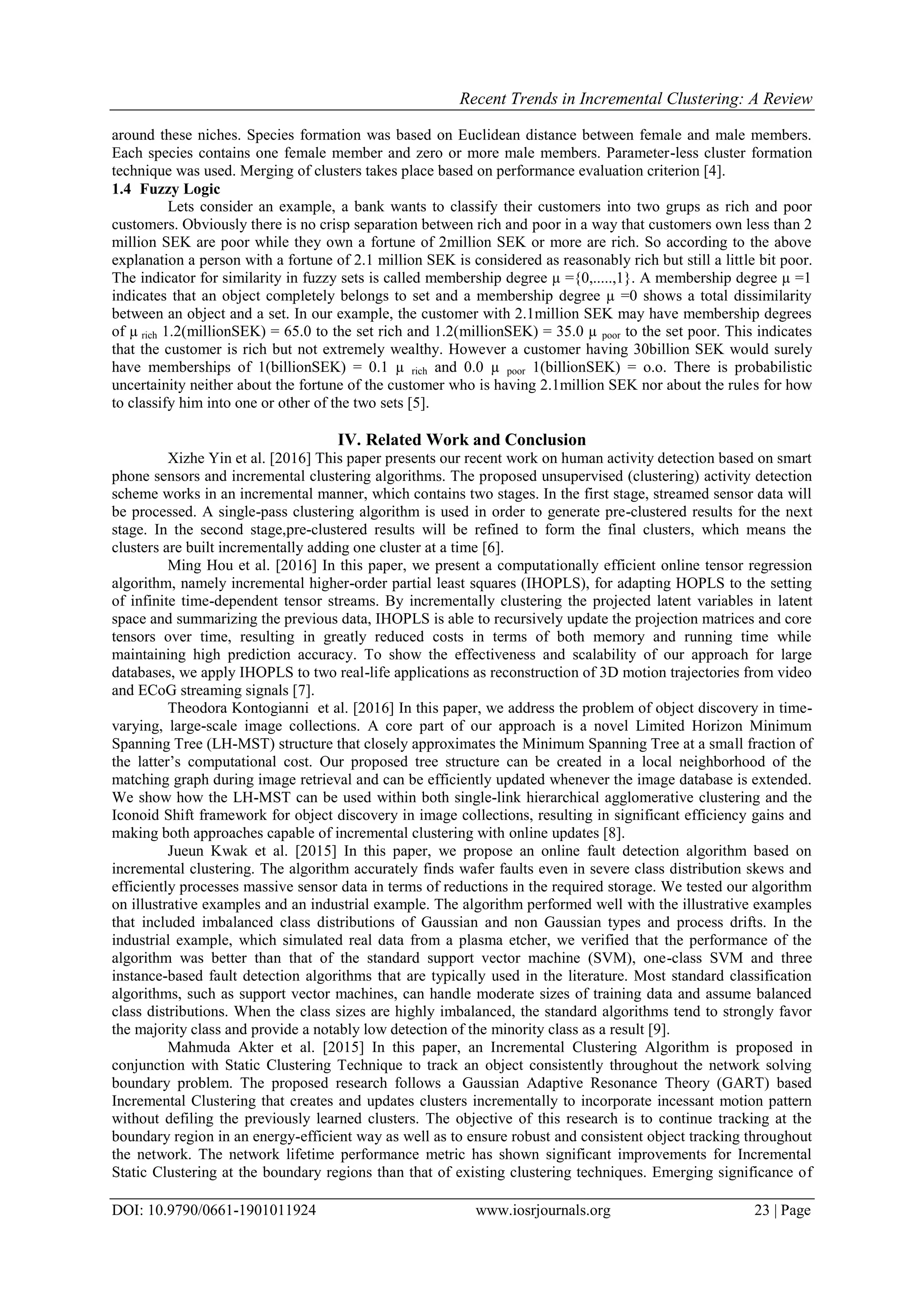 Recent Trends in Incremental Clustering: A Review | PDF