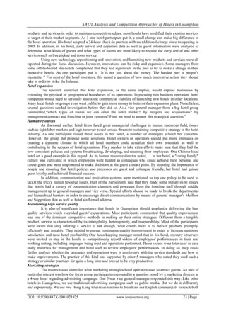 SWOT Analysis and Competition Approaches of Hotels in Guangzhou | PDF