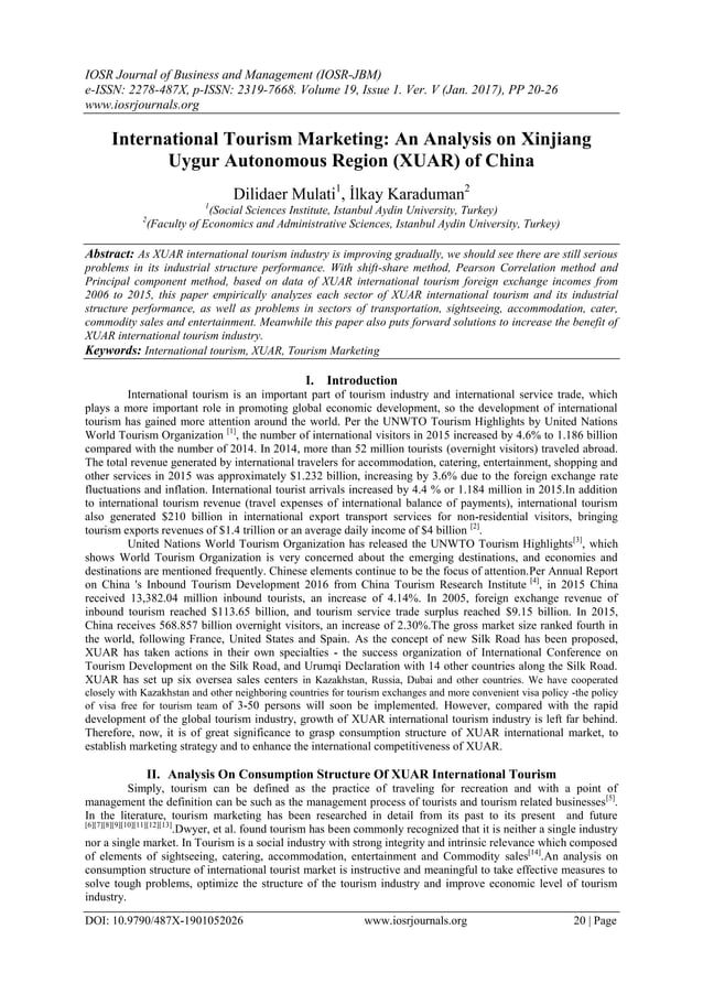 International Tourism Marketing: An Analysis on Xinjiang Uygur ...