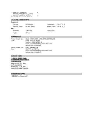 RESUME VICTOR | PDF | Civil Engineering Industry | Industries