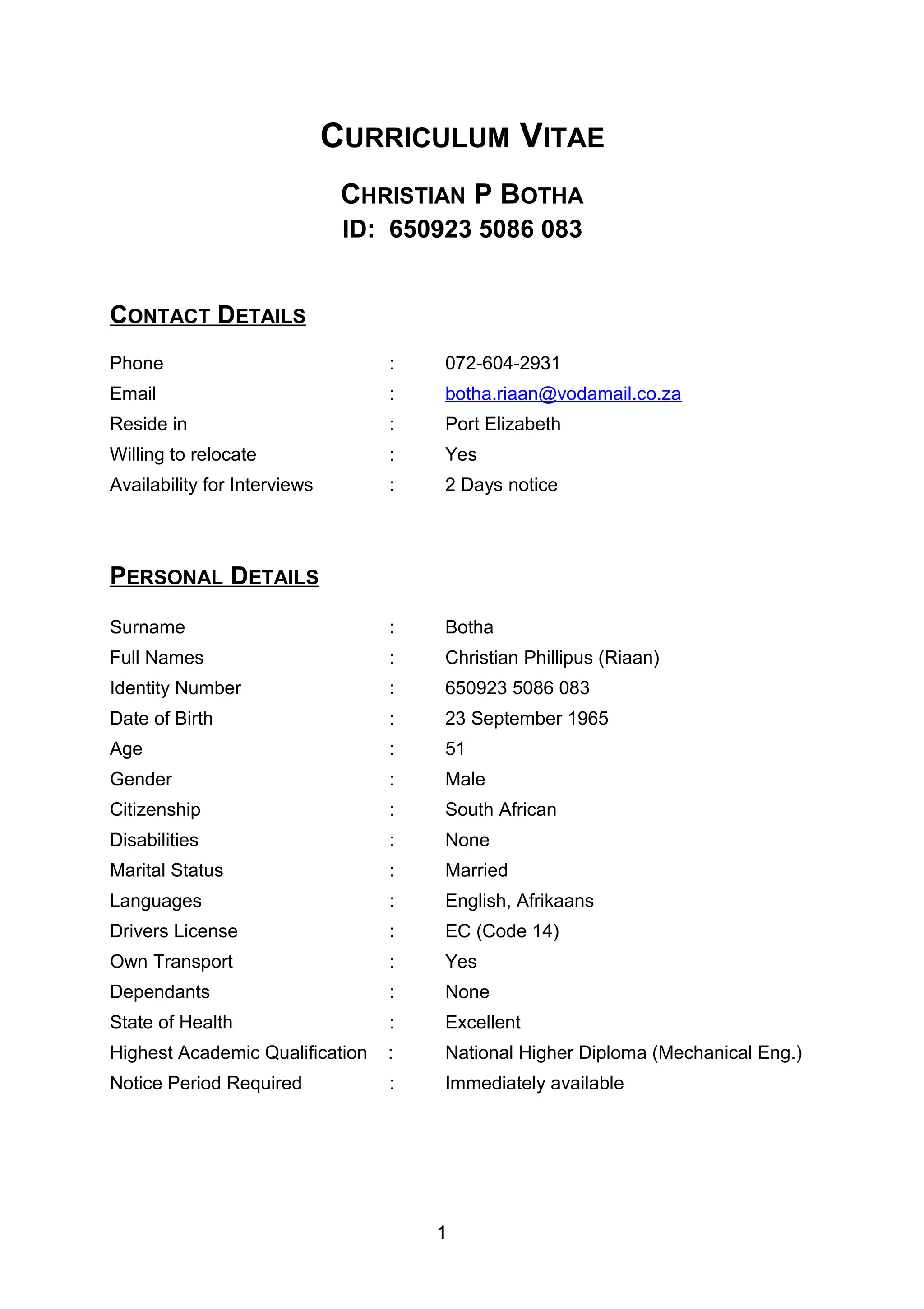 Curriculum Vitae (Comprehensive) | DOC
