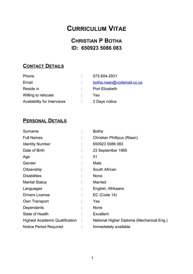 Curriculum Vitae (Comprehensive) | PDF