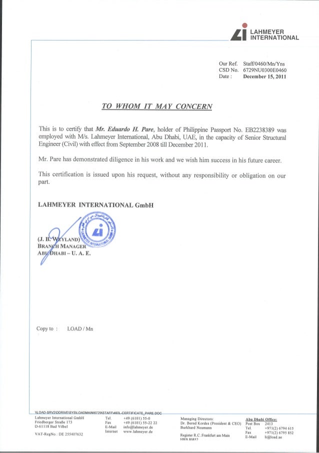 Eduardo H Pare Work Certificate Li Abu Dhabi