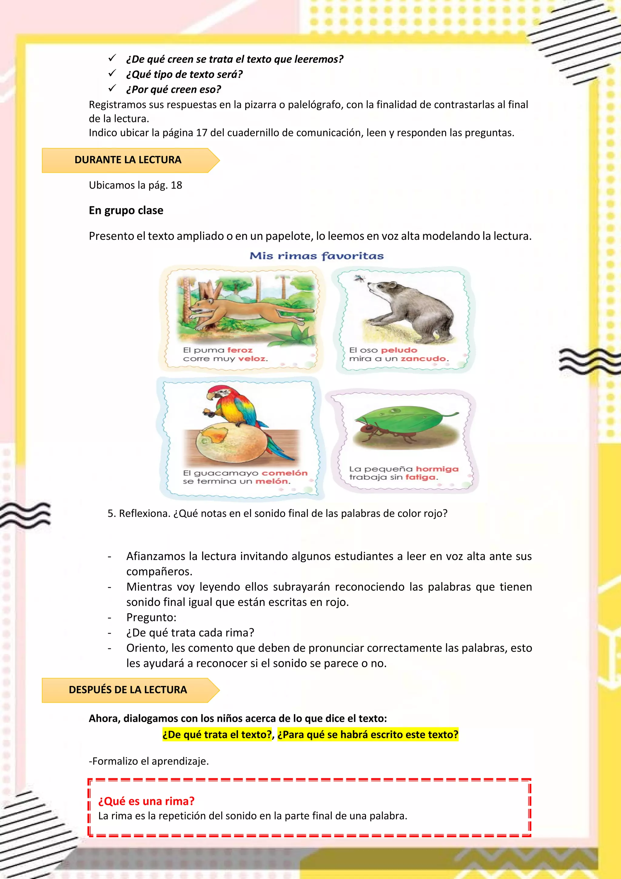 Aprendemos a hacer rimas para compartir | PDF