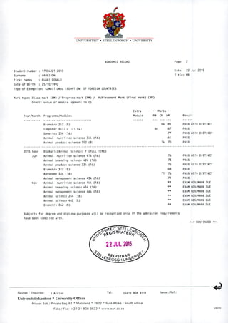 full academic record + proof of registration | PDF