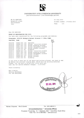 full academic record + proof of registration | PDF