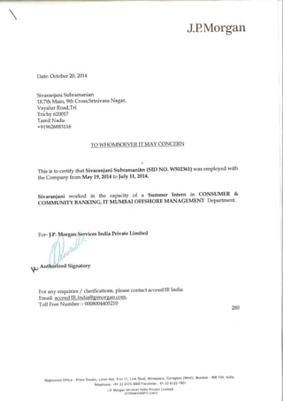 JP Morgan internship completion | PDF